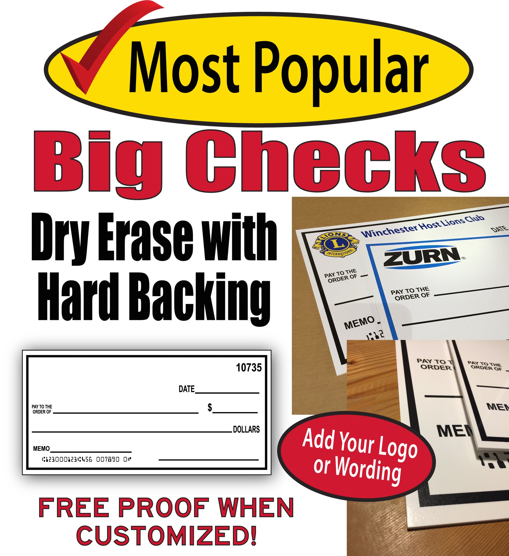 Big Checks - Custom Dry Erase Hard Backed Checks For Presentations ...