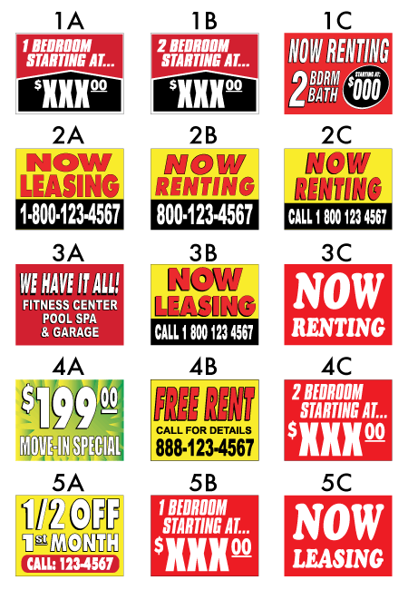 Amenity, Rent, For Lease Signs Grp I – Same Day Sign